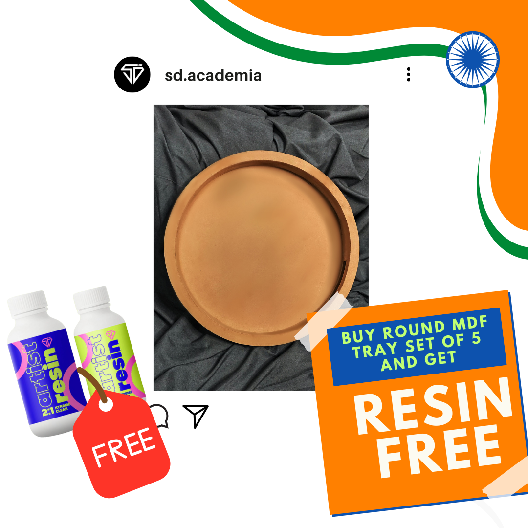 MDF Circular Tray Set of 5 + 2:1 Resin Hardner- 300gm – SD Fine Arts