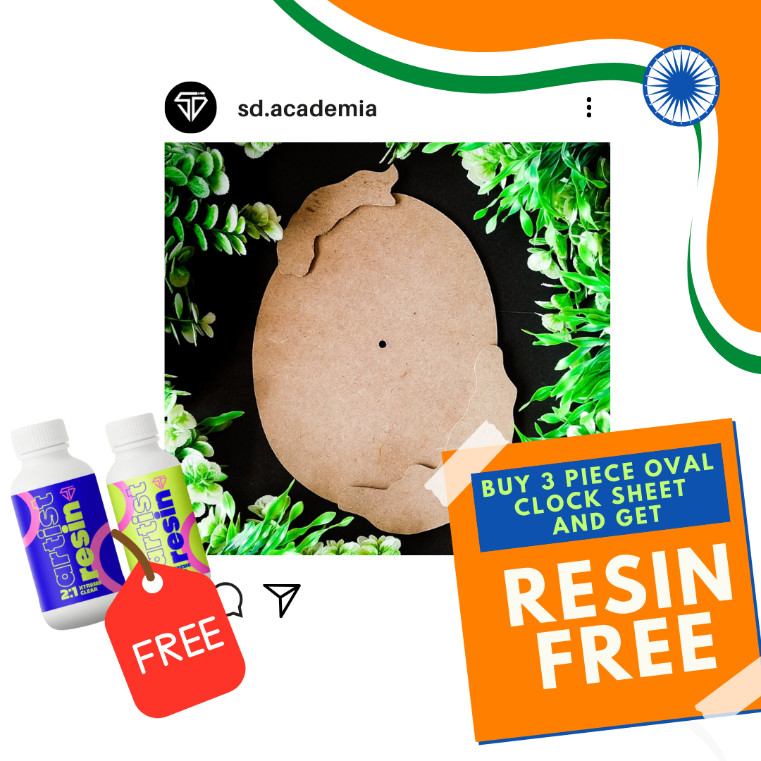 3 Piece Oval Clock Sheet + 2:1 Resin Hardner- 300gm – SD Fine Arts